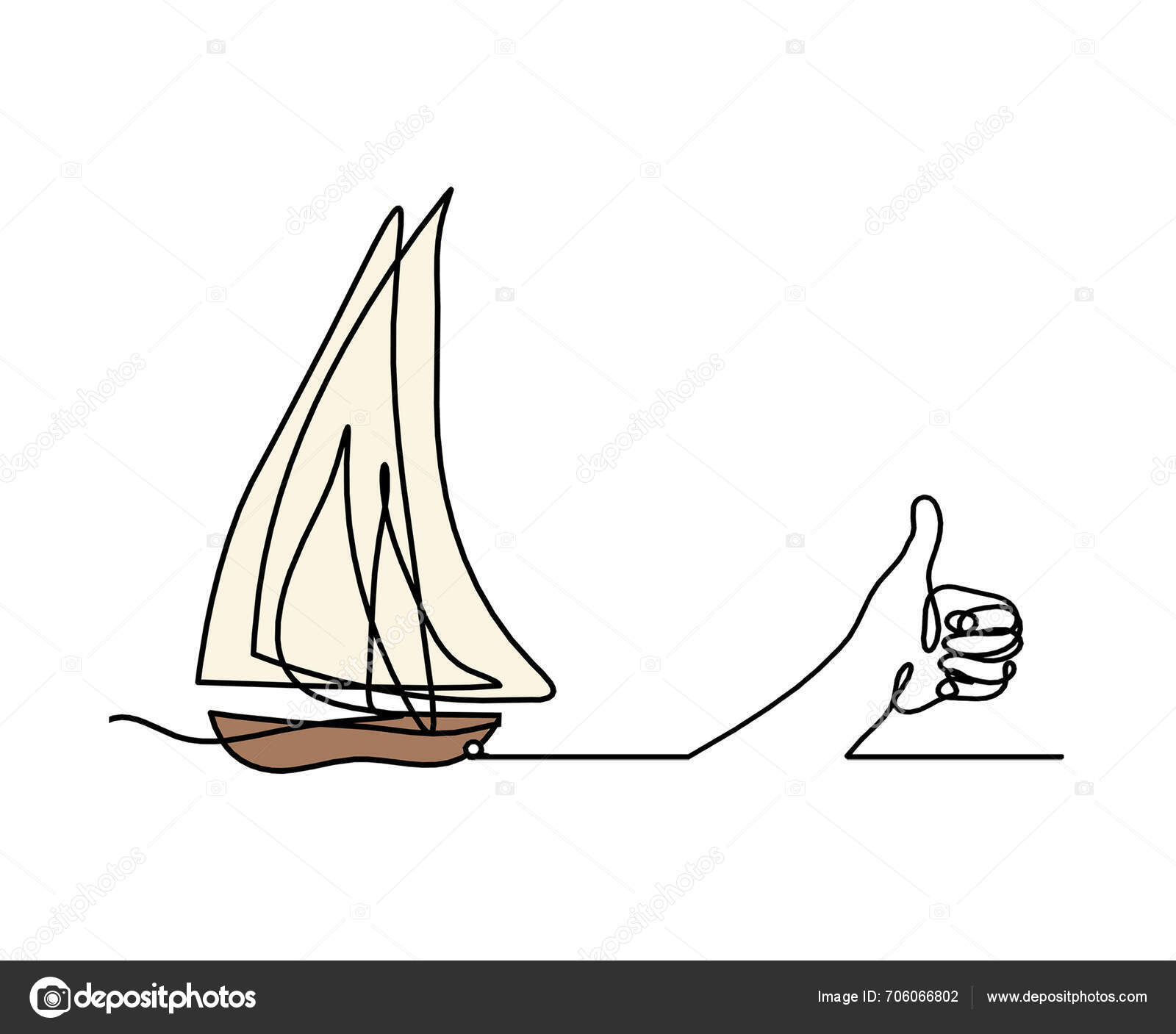 Abstract Color Boat Hand Line Drawing White Background — Stock Photo ...