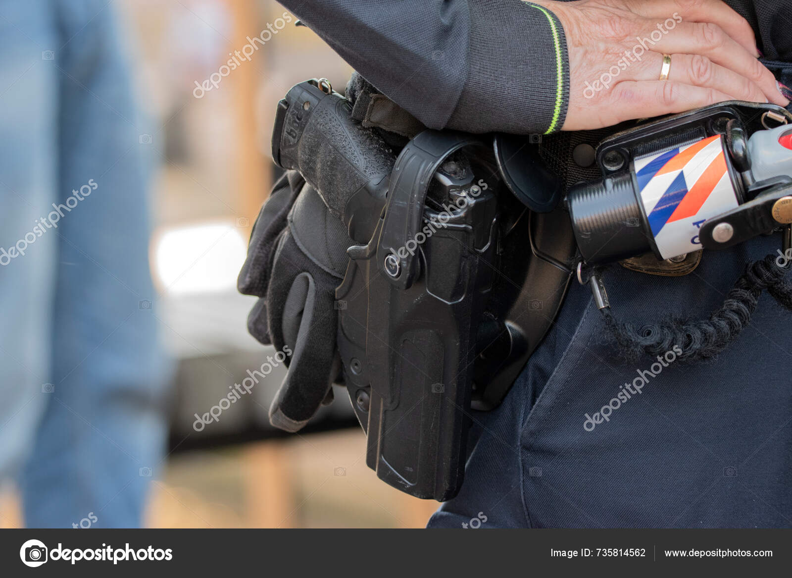 Side View Police Gun Amsterdam Netherlands 2024 — Stock Editorial Photo ...