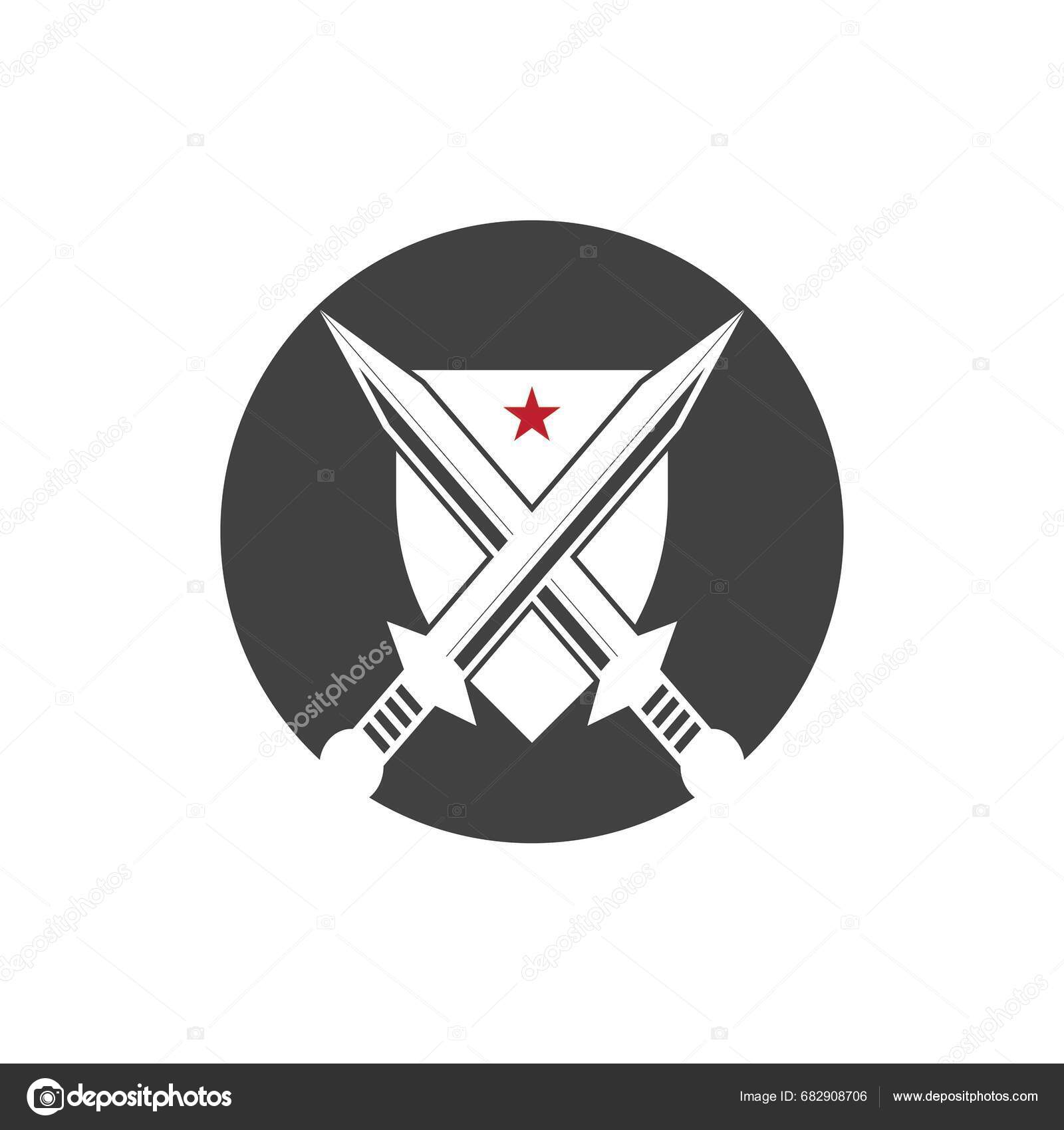 Shield Wars Sword Logo Design Vector Illustration Stock Vector by ...