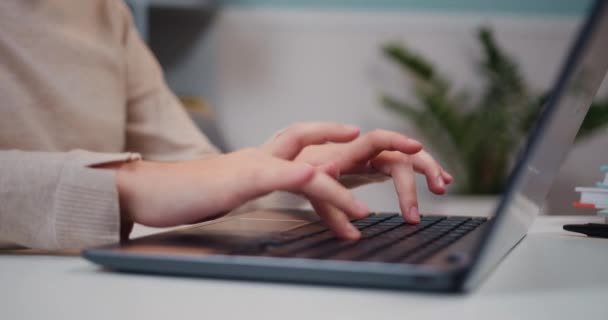 Close Hands Little Girl Typing Keyboard Laptop Schoolgirl Typing Laptop ...