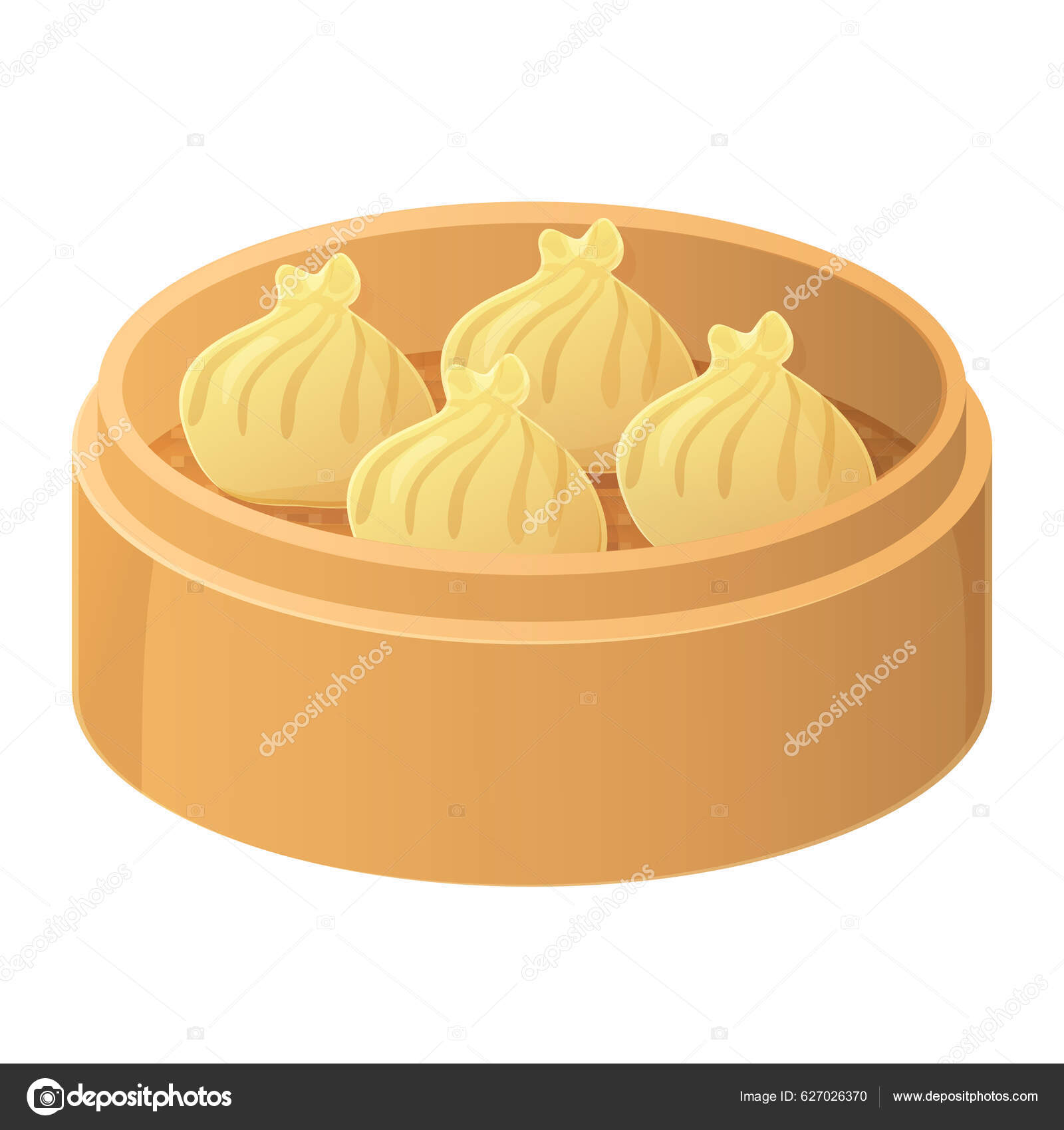 Chinese Dim Sum Set Bamboo Basket Asian Food Illustration Isolated ...