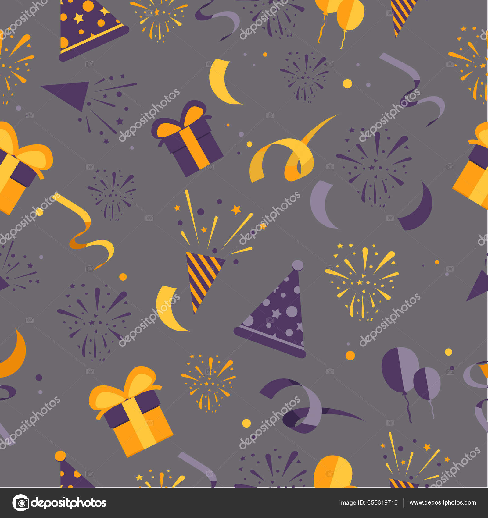 Colorful Seamless Celebration Vector Pattern Beige Background Confetti ...
