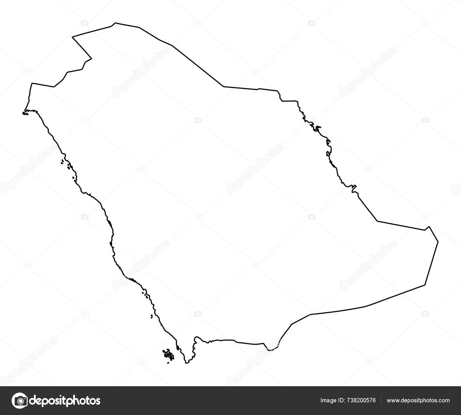 Saudi Arabia Outline Map Isolated White Background Stock Vector by ...