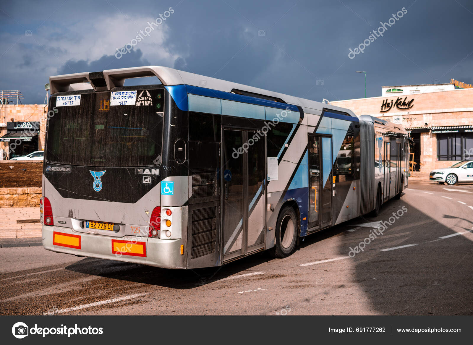 Tel Aviv Israel December 2023 Local Bus Rolling Downtown Tel – Stock ...
