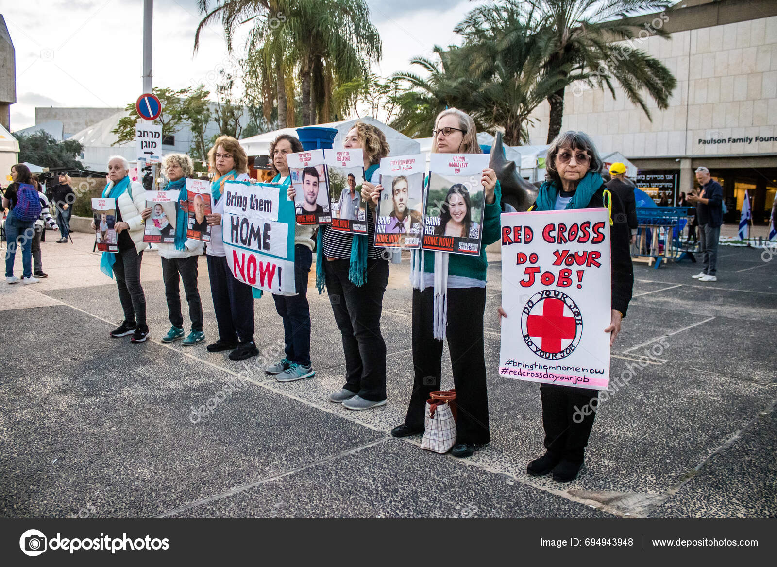 Tel Aviv Israel December 2023 Israeli Citizen Protests Red Cross ...