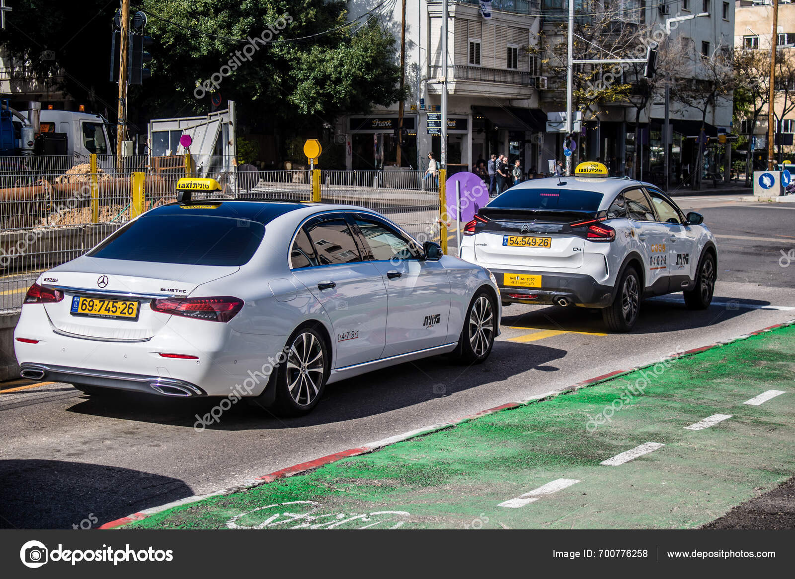 Tel Aviv Israel February 2024 Israeli Taxi Driving Streets Tel — Stock ...