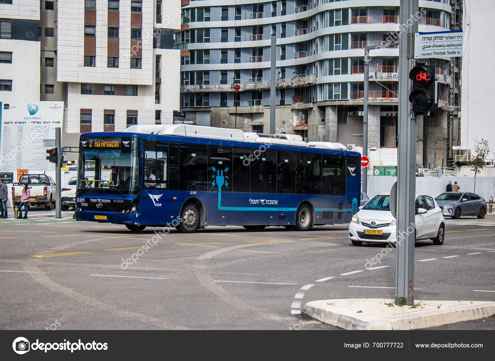 Tel Aviv Israel February 2024 Local Israeli Bus Driving Downtown ...
