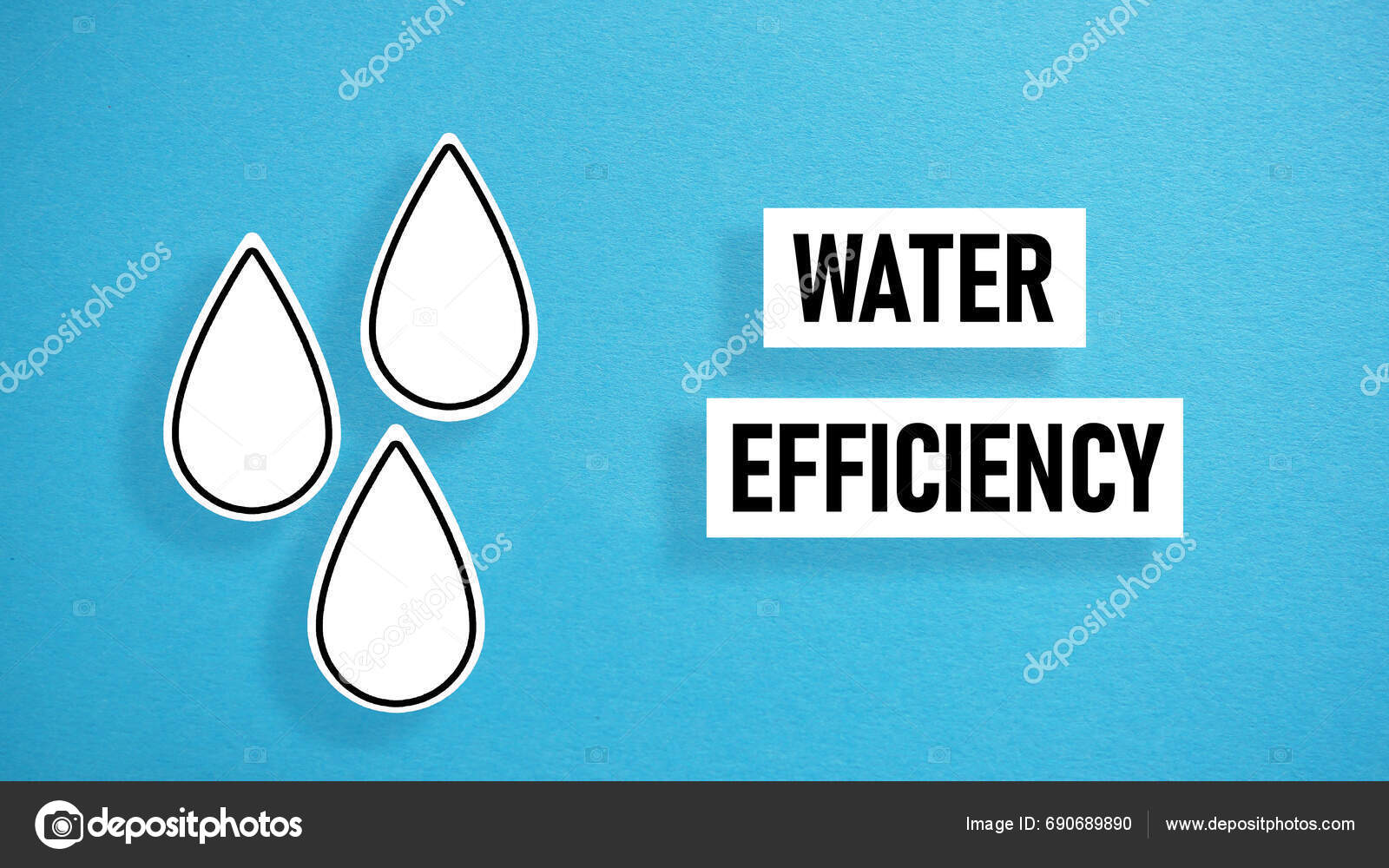 Water Efficiency Shown Using Text Picture Drops Stock Photo by ...