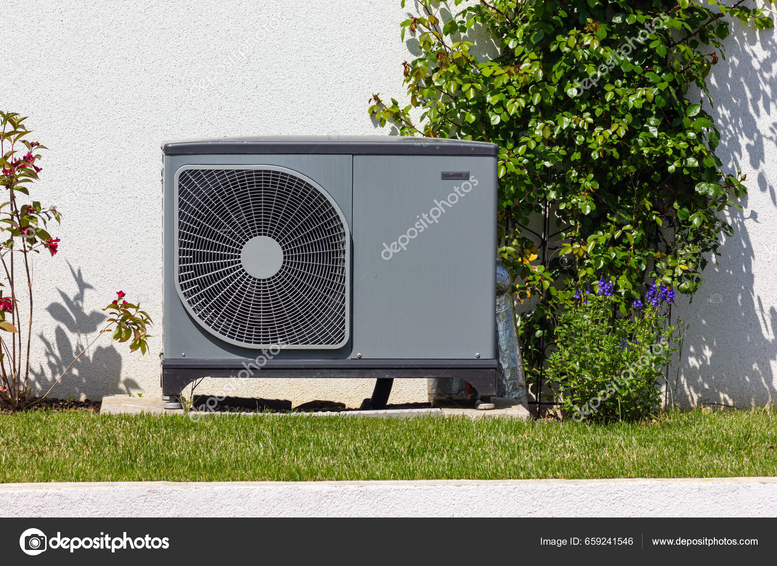 Heat Pump New Building Area Modern House Facades South Germany — Stock ...