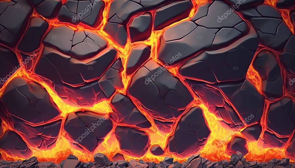 Fondo del volcán Magma. Fuego de lava usando UI UX Design 2023