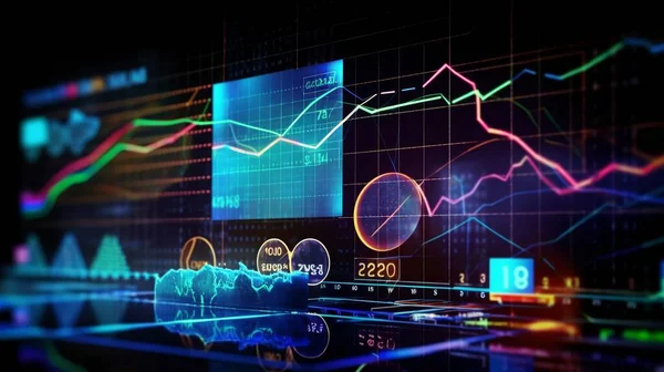 Stock market chart glowing in abstract style on light background ...