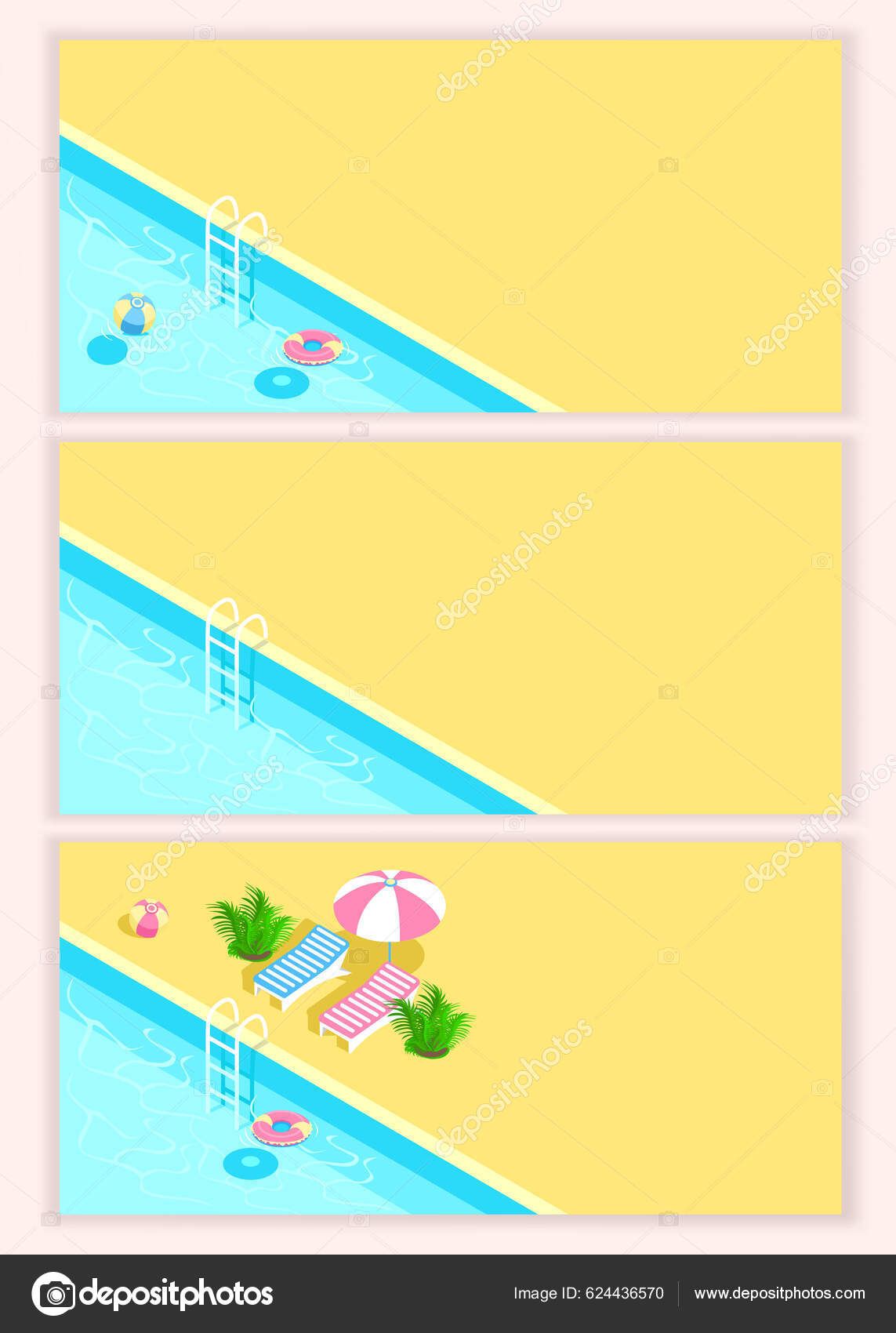 Isometric Swimming Pool Stairs Transparent Water Summer Vacation Pool Colorful Stock Vector by ...