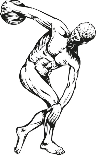 Escultura griega antigua Discobolus. ilustración vectorial 2023