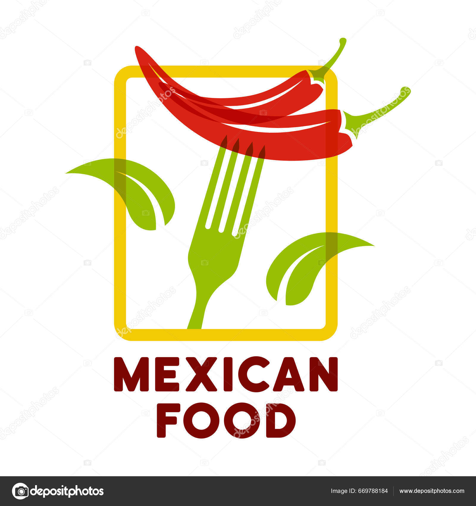 Mexican Food Label Emblem Badge Logo Vector Colored Illustration ...