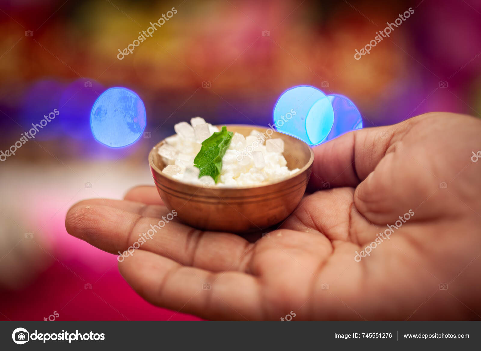 Indian Man Offers Bowl 'Maakhan Misri' Laddu Gopal Hindu God — Stock ...