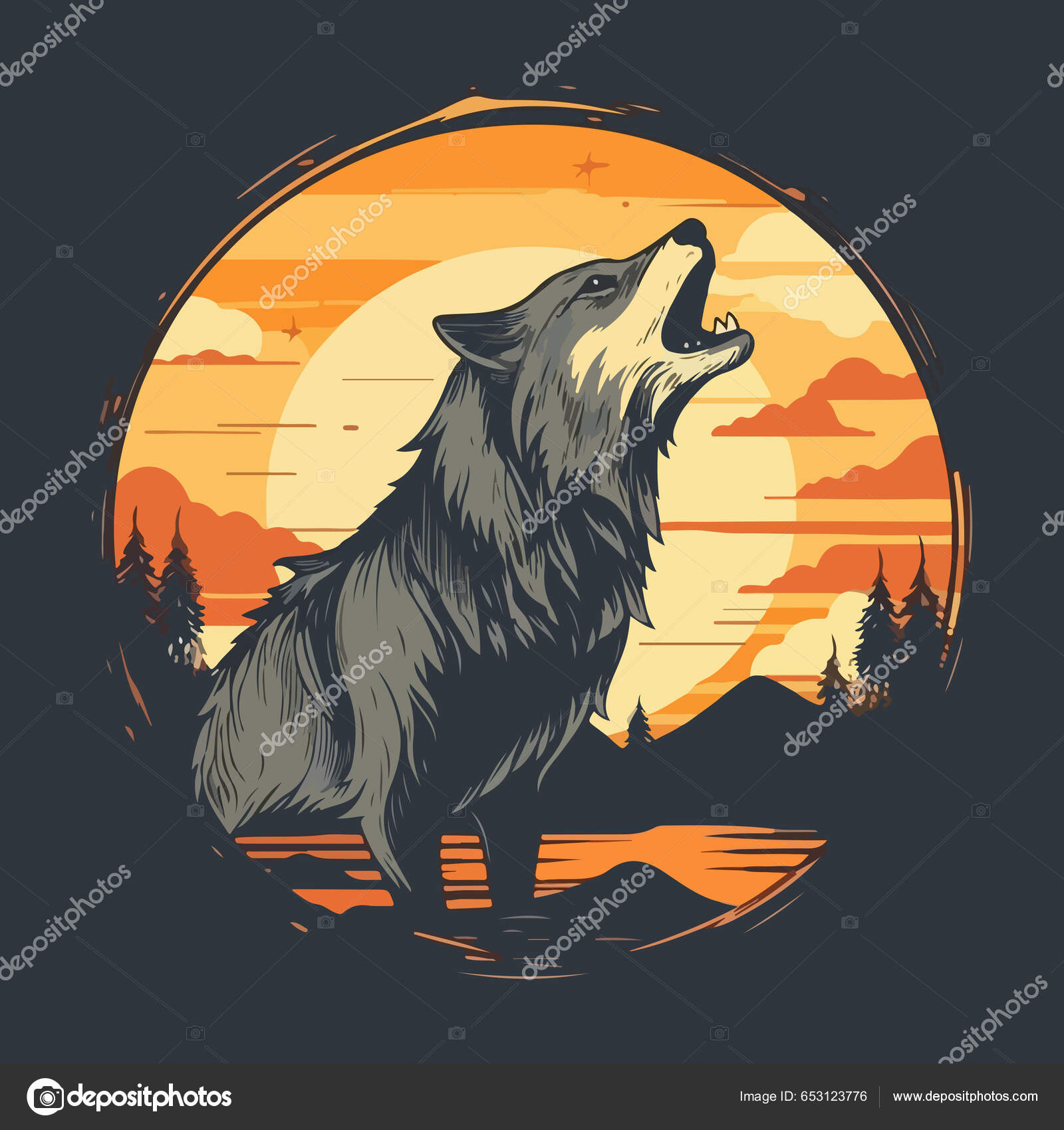 Silueta De Lobo Aullando Sentado Lobo Aullando Png Imágenes | PNGWing