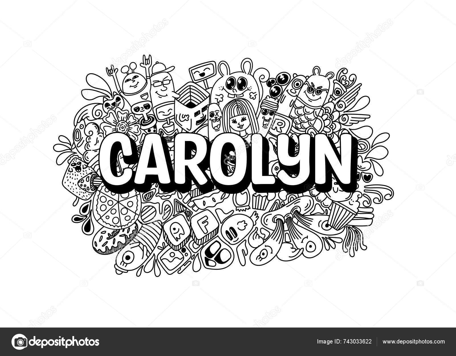 Hand Drawn Name Illustration Doodle Art Carolyn Name Doodle Art — Stock ...