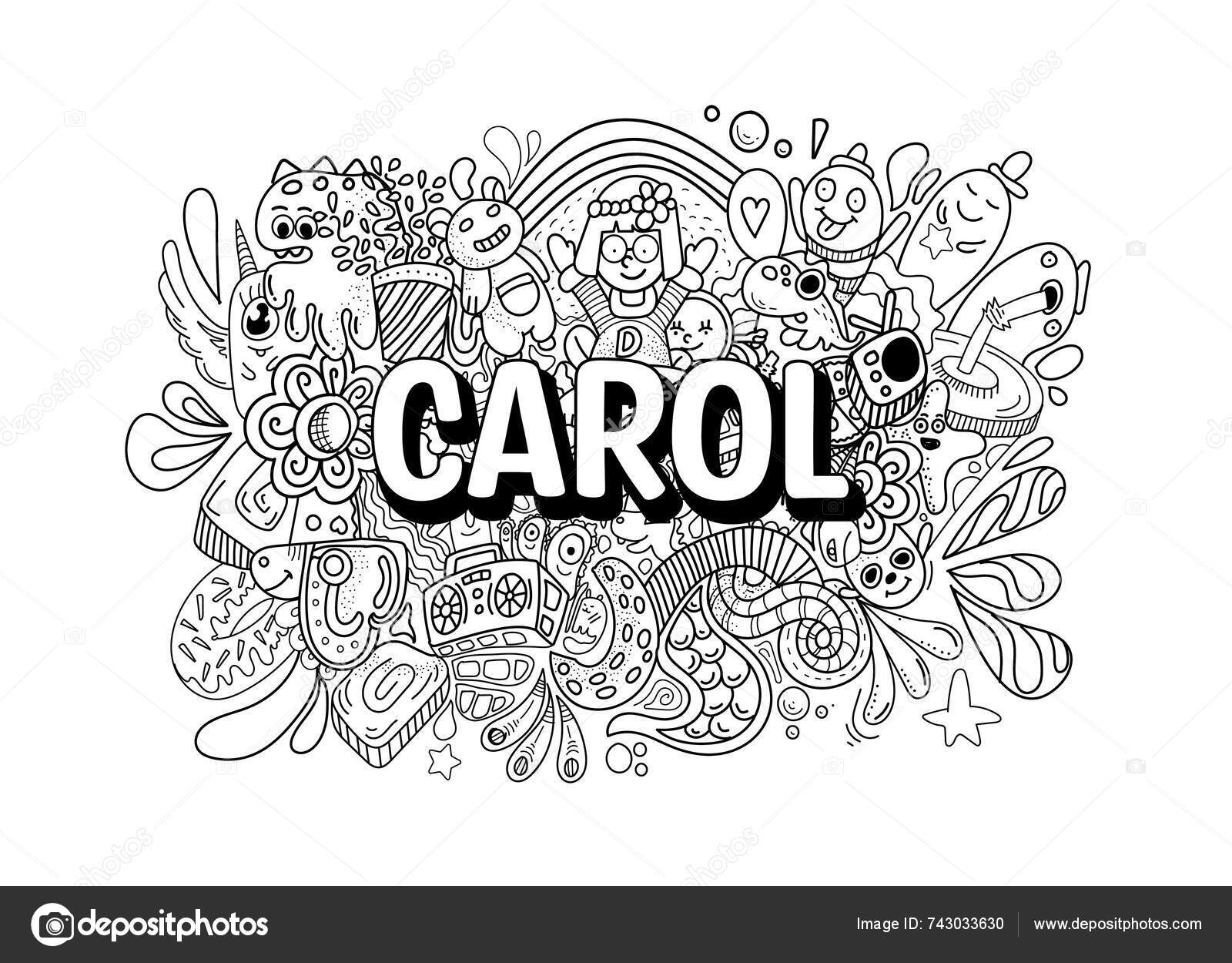 Hand Drawn Name Illustration Doodle Art Carol Name Doodle Art — Stock ...