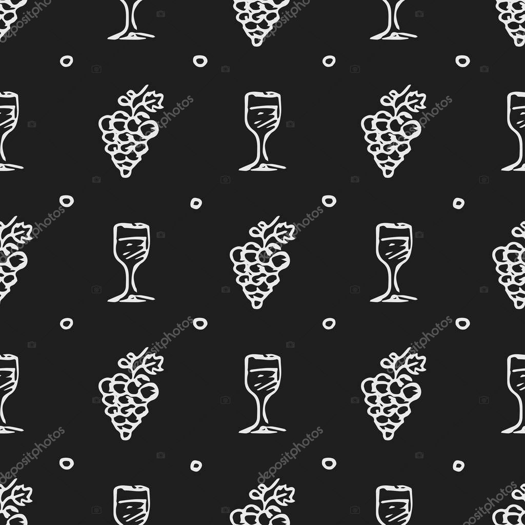 patr n de vino sin costura. vector doodle ilustraci n con vino y uva. patr n con vino 2024