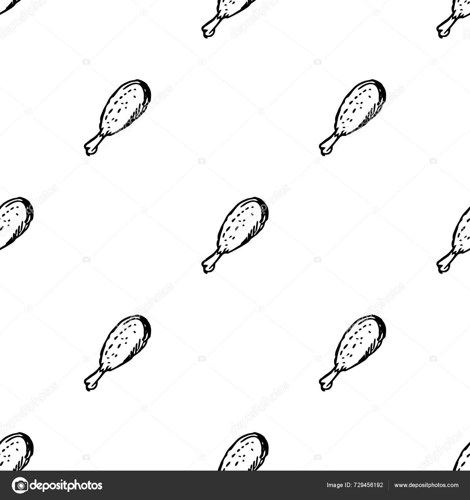 Seamless Pattern Chicken Legs Meat Background Doodle Chicken Legs Icons ...