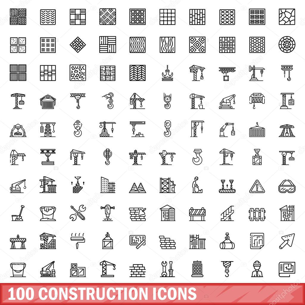 100 iconos de construcci n establecidos. Esquema ilustraci n de 100 iconos de construcci n ...