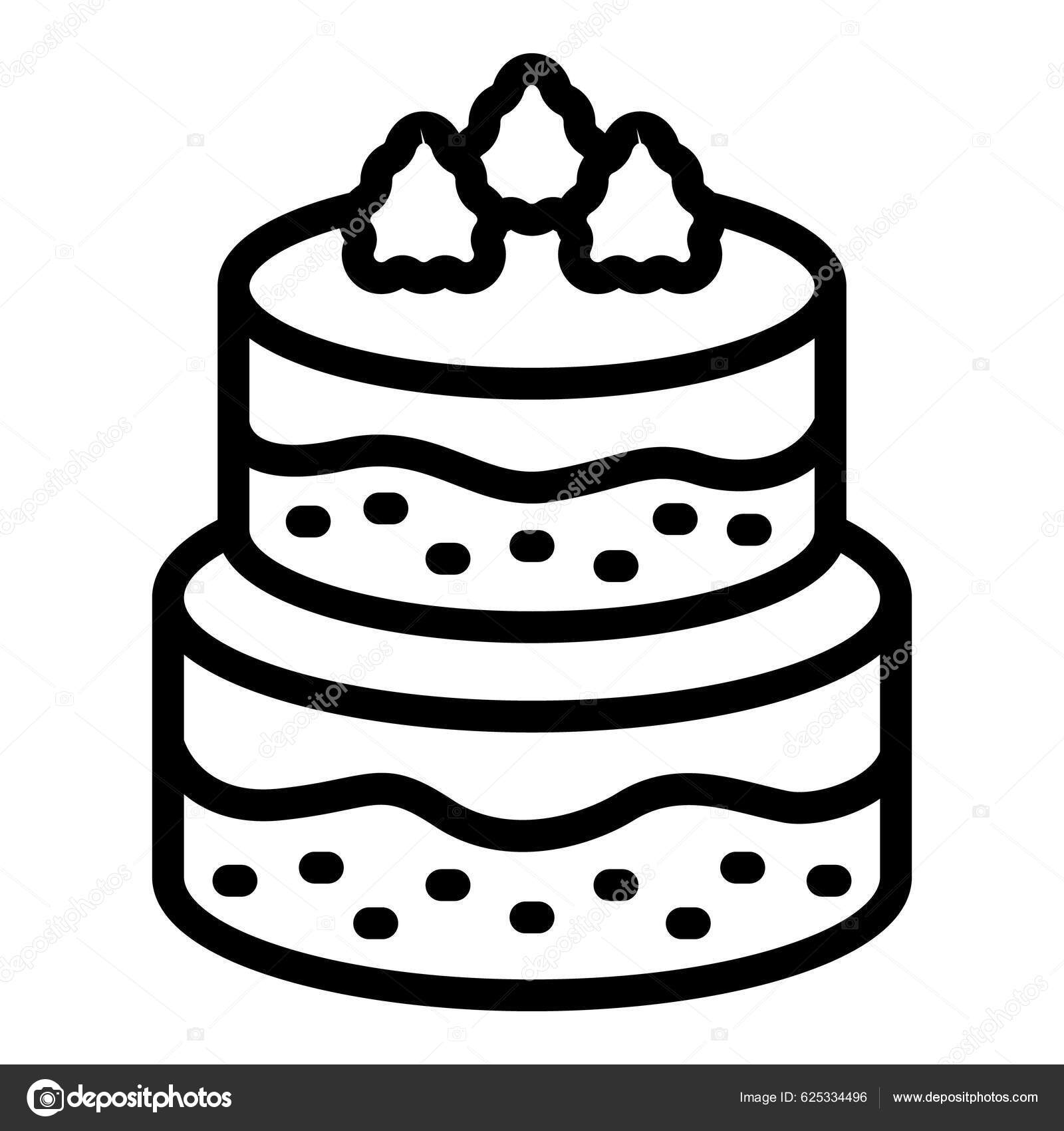 Cream Big Cake Icon Outline Vector Bakery Food Piece Pastry Stock ...