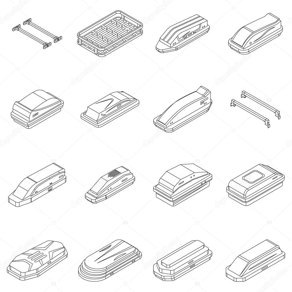 Conjunto de iconos de caja de techo de coche. Conjunto isométrico de ...