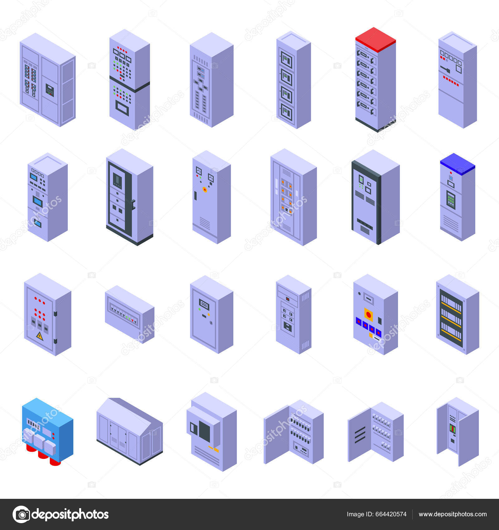 Electric Switchboard Icons Set Isometric Vector Work Engineer House ...