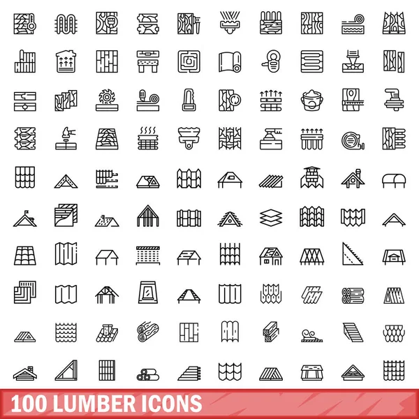 100 iconos de madera. Esquema ilustraci n de 100 iconos de madera vector conjunto aislado sobre ...