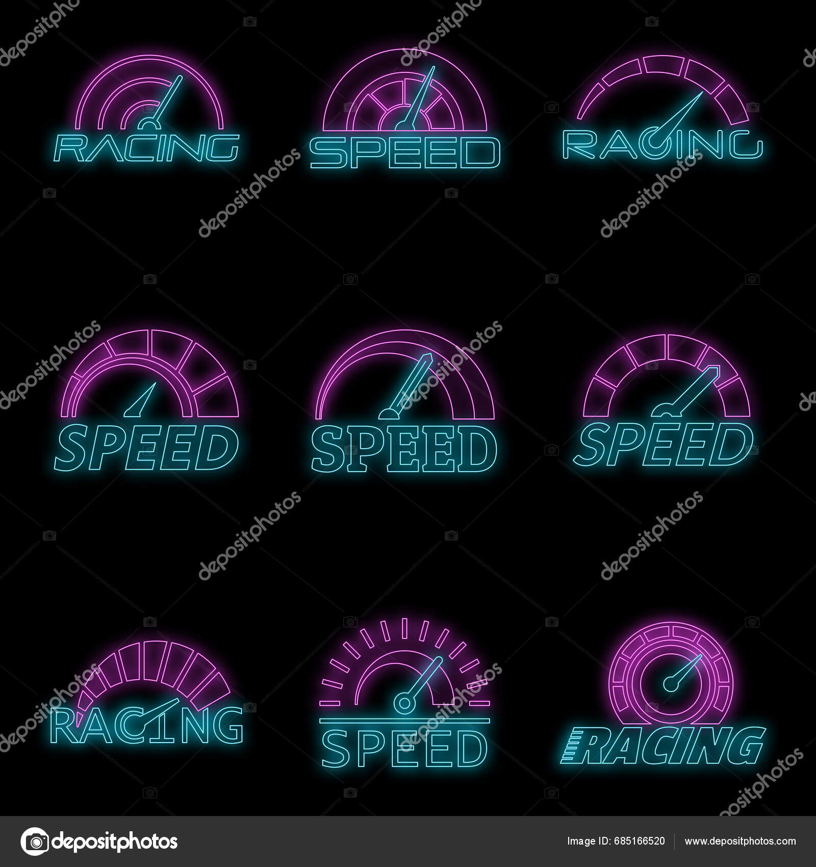 Speedometer Level Indicator Logo Set Outline Illustration Speedometer Level Indicator Stock ...