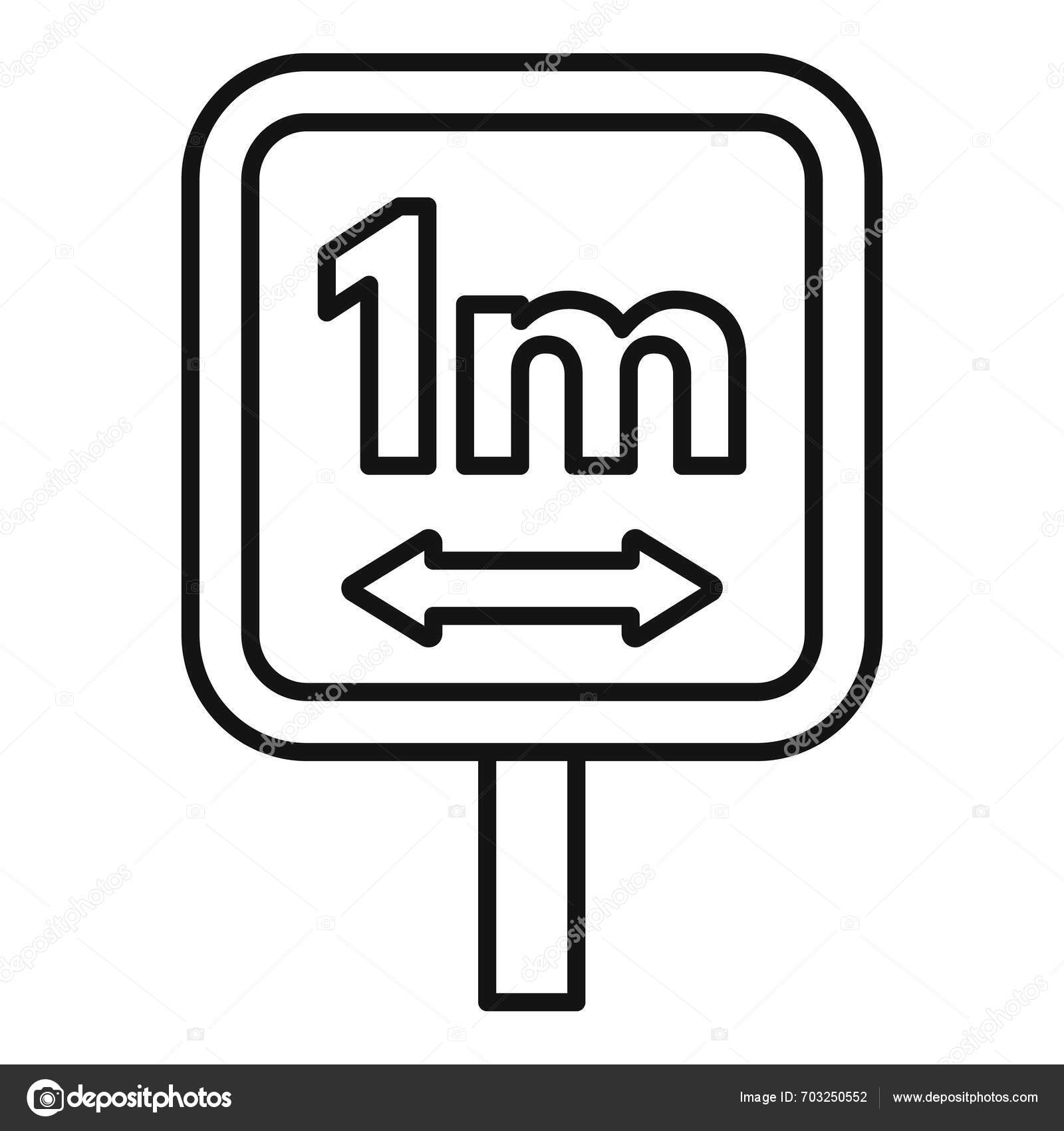 One Meter Distance Icon Outline Vector Avoid Contact Social Warning ...