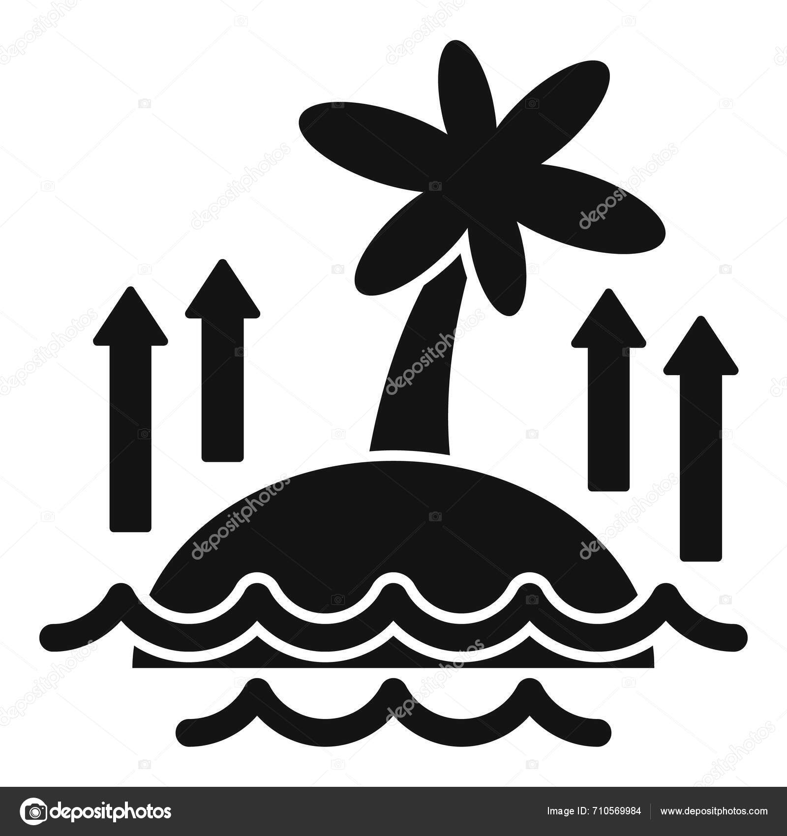 Sea Level Rise Island Icon Simple Vector Climate Change Global Stock ...