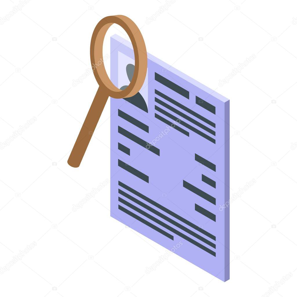 Detailed isometric illustration of document inspection with magnifying ...