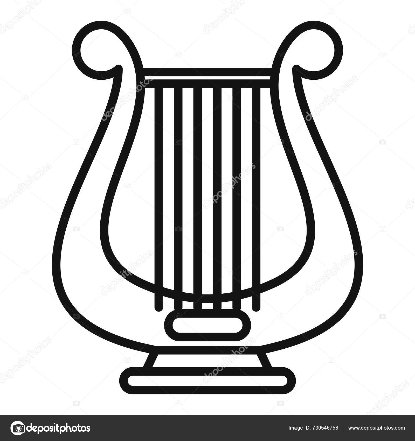 Line Drawing Lyre Stringed Musical Instrument Used Ancient Greece Stock ...