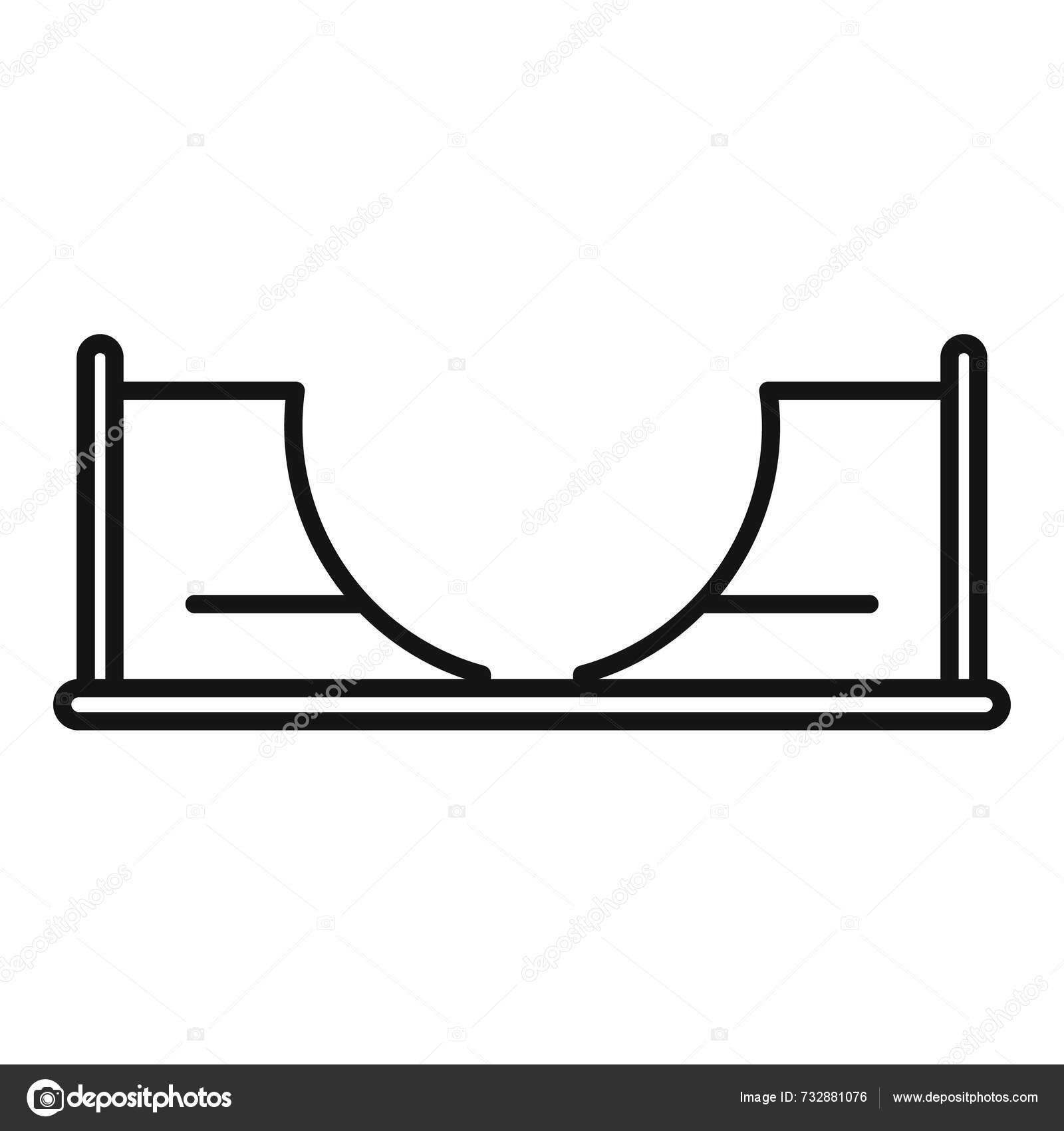 Icono Esquema Minimalista Que Representa Una Instalación Skatepark Con ...