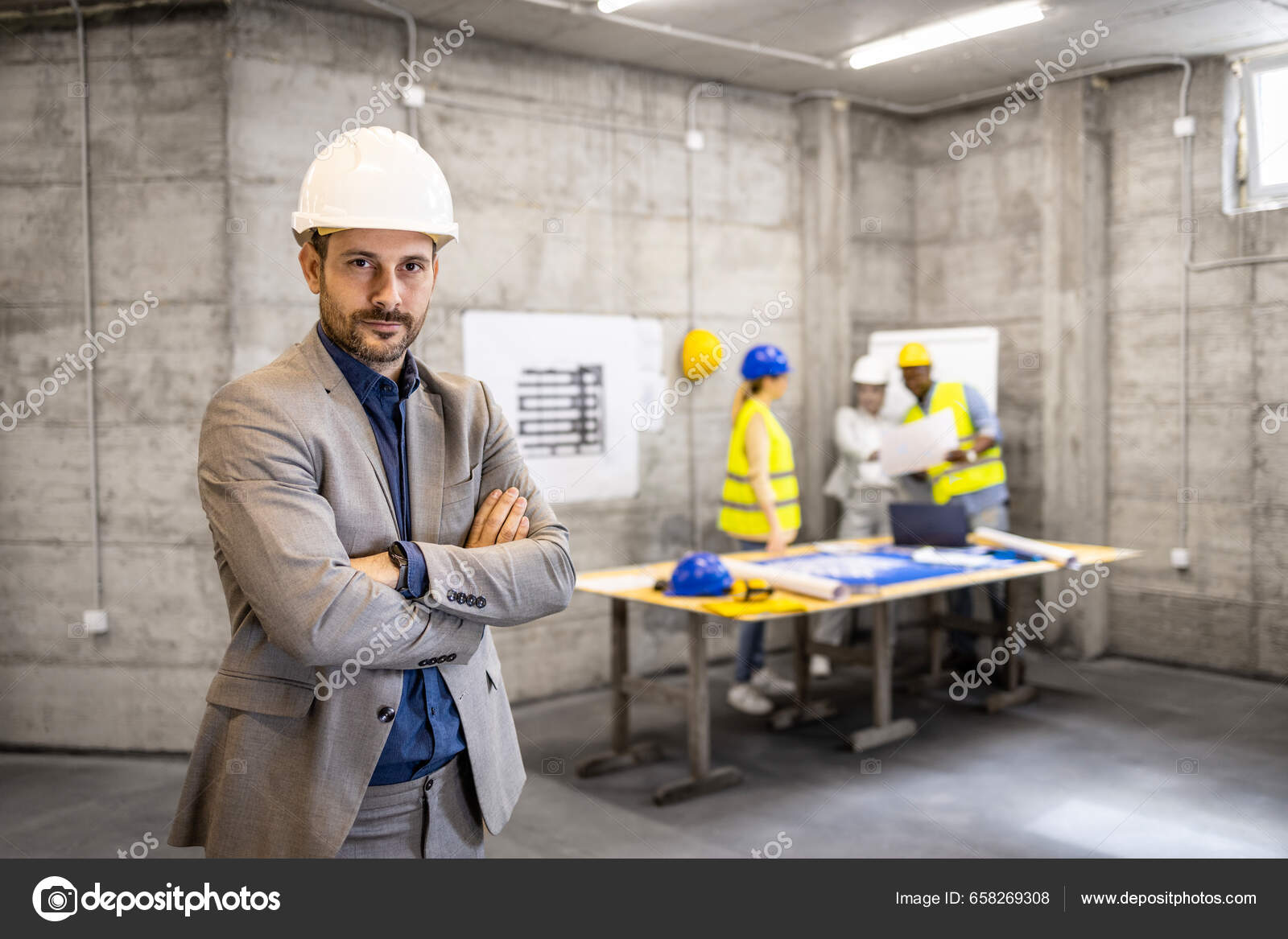 Portrait Civil Engineer Project Manager Team Architects Construction ...