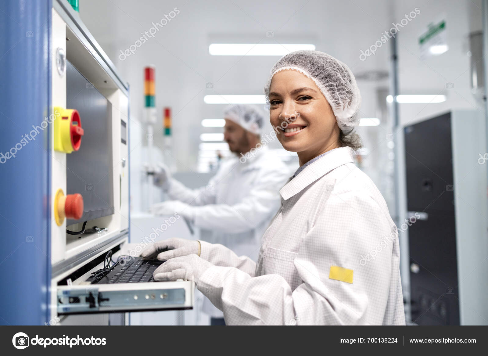 Portrait Female Factory Worker Working Production Assembly Line ...