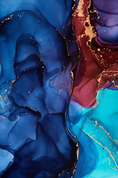 Currents of translucent hues, snaking metallic swirls, and foamy sprays ...