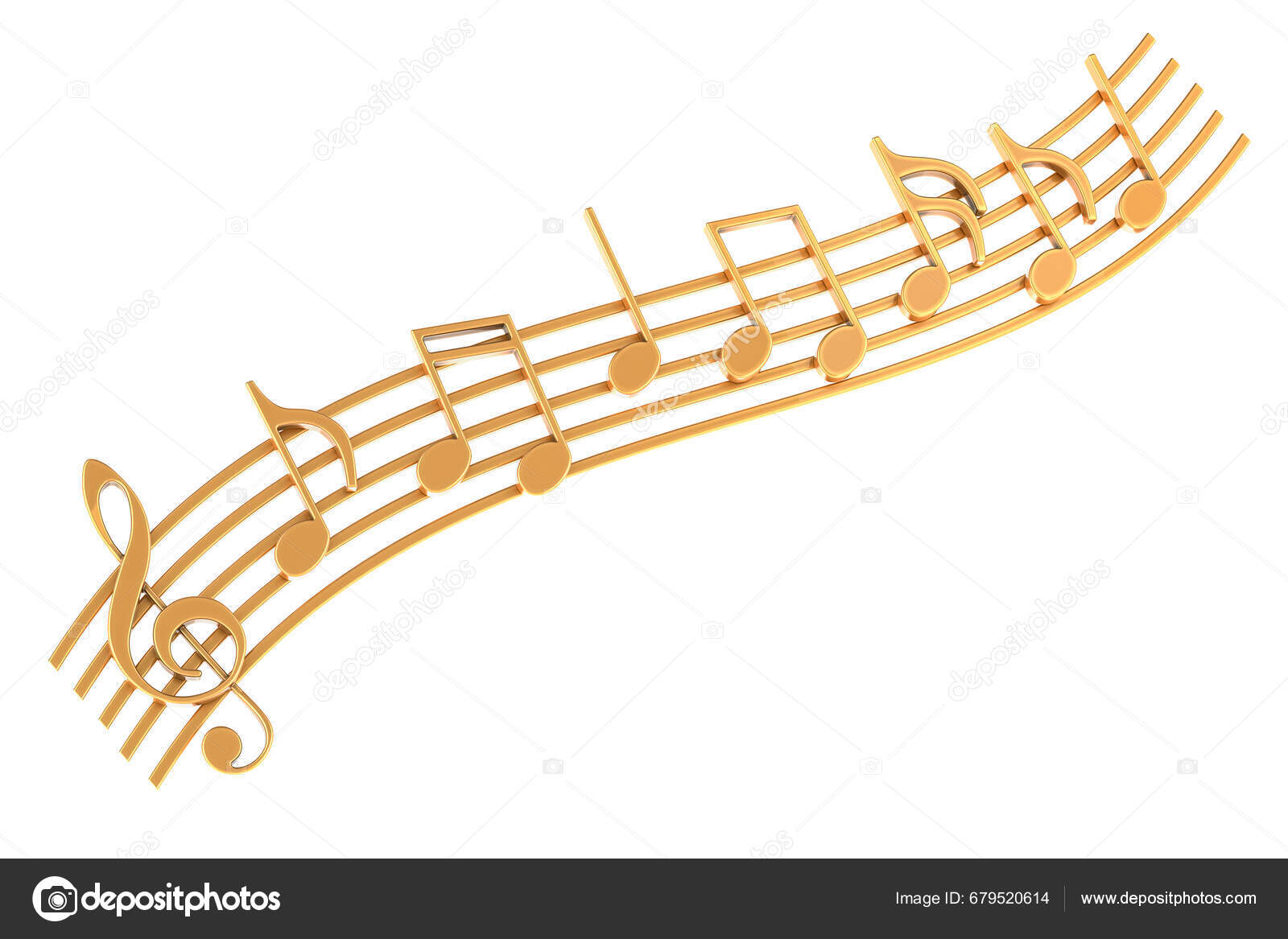 Golden Music Notes Rendering Isolated White Background — Stock Photo ...
