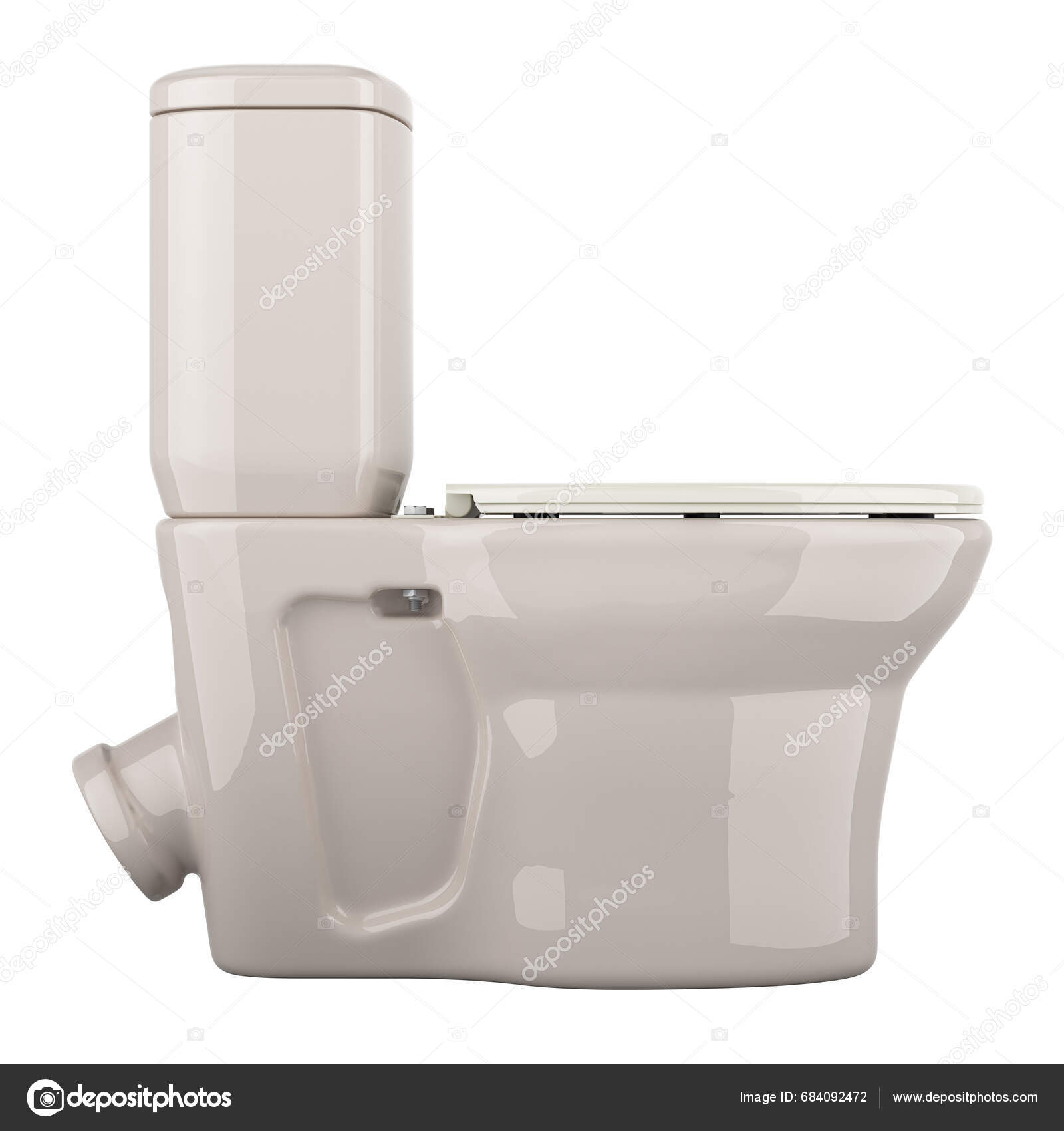White Toilet Bowl Side View Rendering Isolated White Background Stock ...