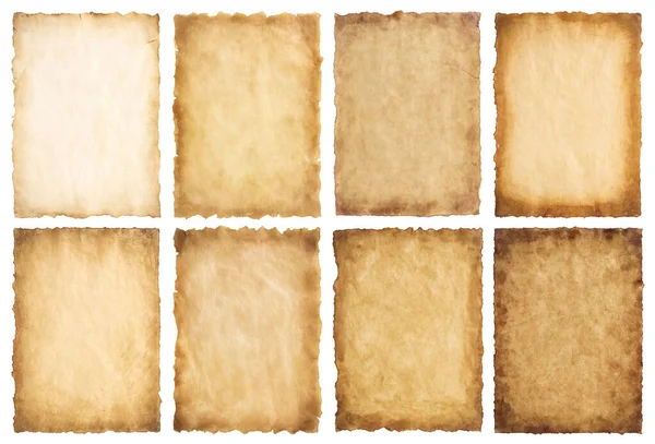 Collection Set Old Parchment Paper Sheet Vintage Aged Texture Isolated ...