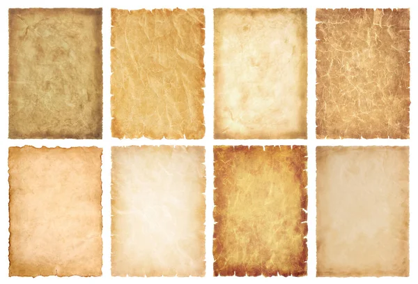 Collection Set Old Parchment Paper Sheet Vintage Aged Texture Isolated ...