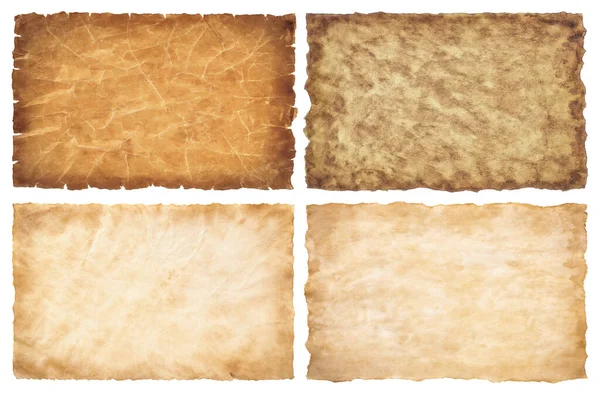 Collection Set Old Parchment Paper Sheet Vintage Aged Texture Isolated ...