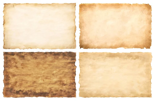 Collection Set Old Parchment Paper Sheet Vintage Aged Texture Isolated ...