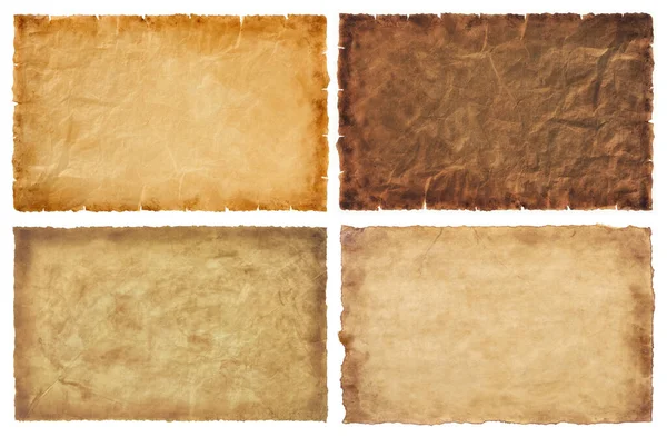 Collection Set Old Parchment Paper Sheet Vintage Aged Texture Isolated ...