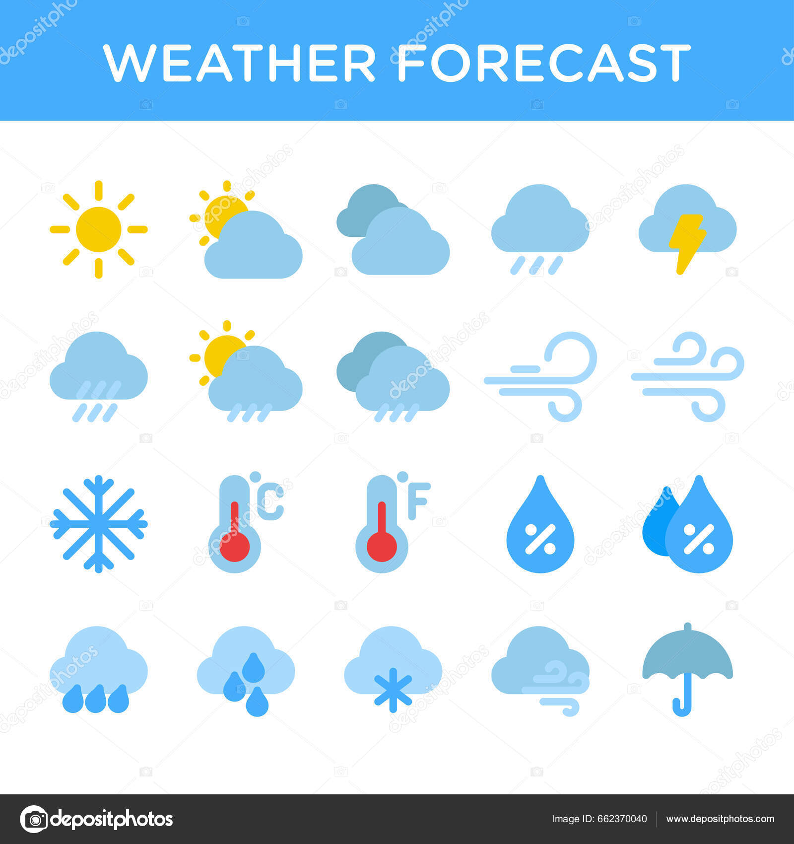 Weather Forecast Icon Set Suitable Weather Condition Information ...
