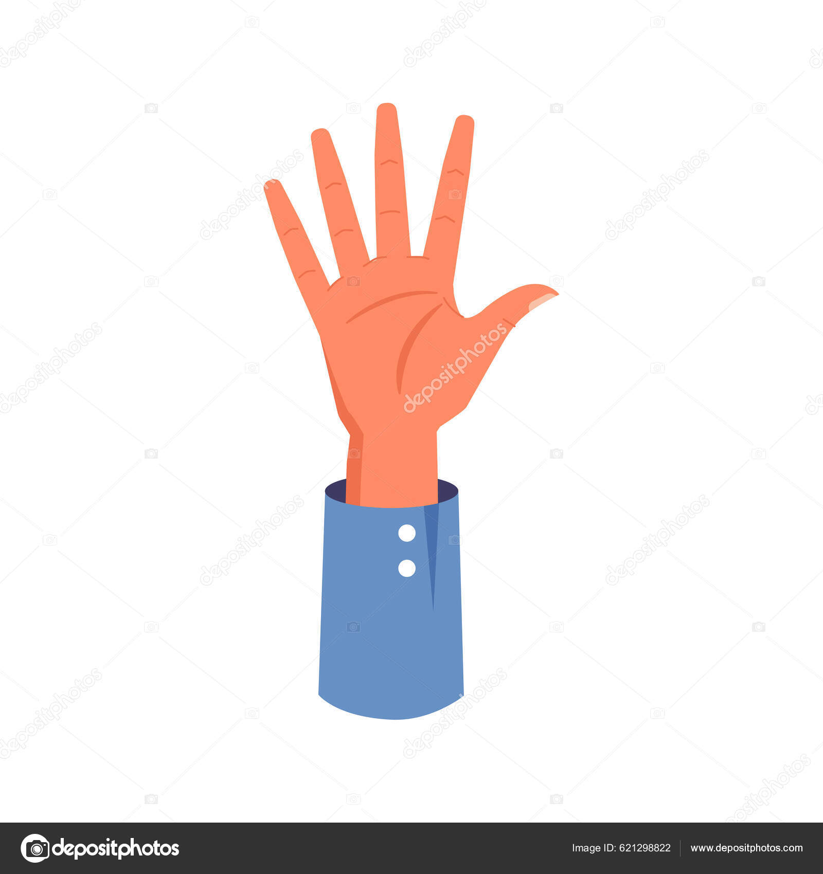 Agitar Mostrar Señal Stop Gestos Carácter Levantados Aislados Mano ...