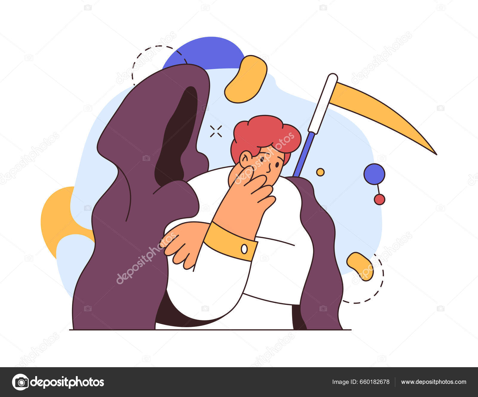 Hombre Que Sufre Ataque Pánico Miedo Muerte Ilustración Plana Vector ...