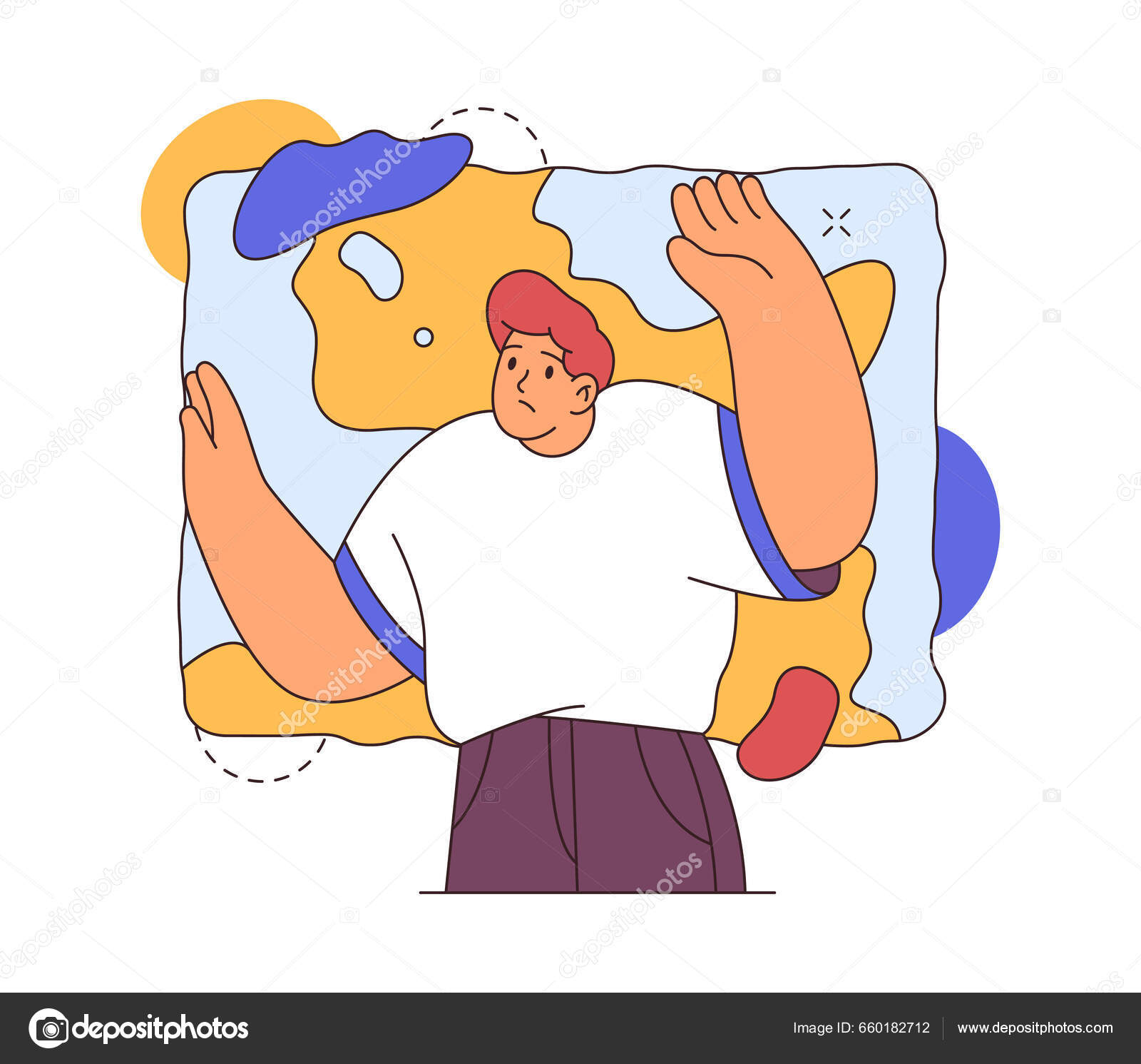 Sleep Disorder Man Has Problem Health Flat Cartoon Vector Illustration ...