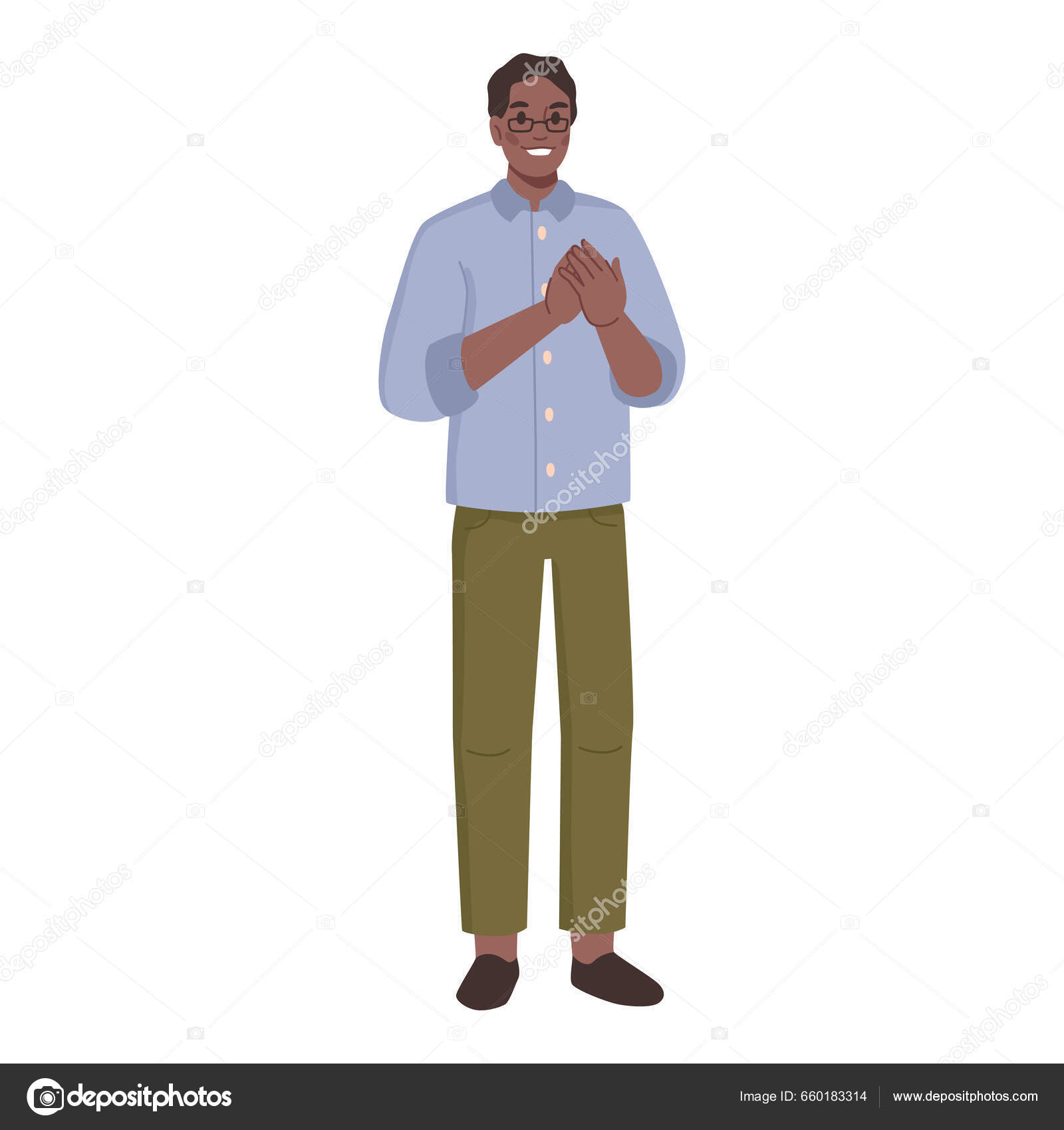 Man Clapping Hands Applauding Person Showing Support Gestures Male Applause Stock Vector by ...